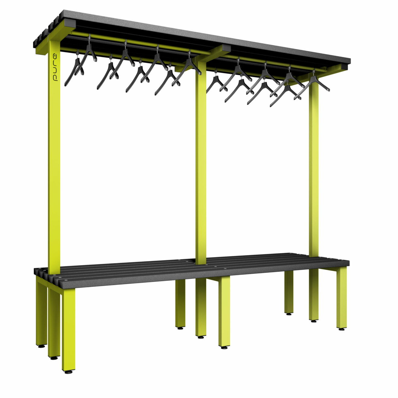 Pure Carbon Zero Double Sided 2000mm Overhead Hanging Bench - Lockers 3000